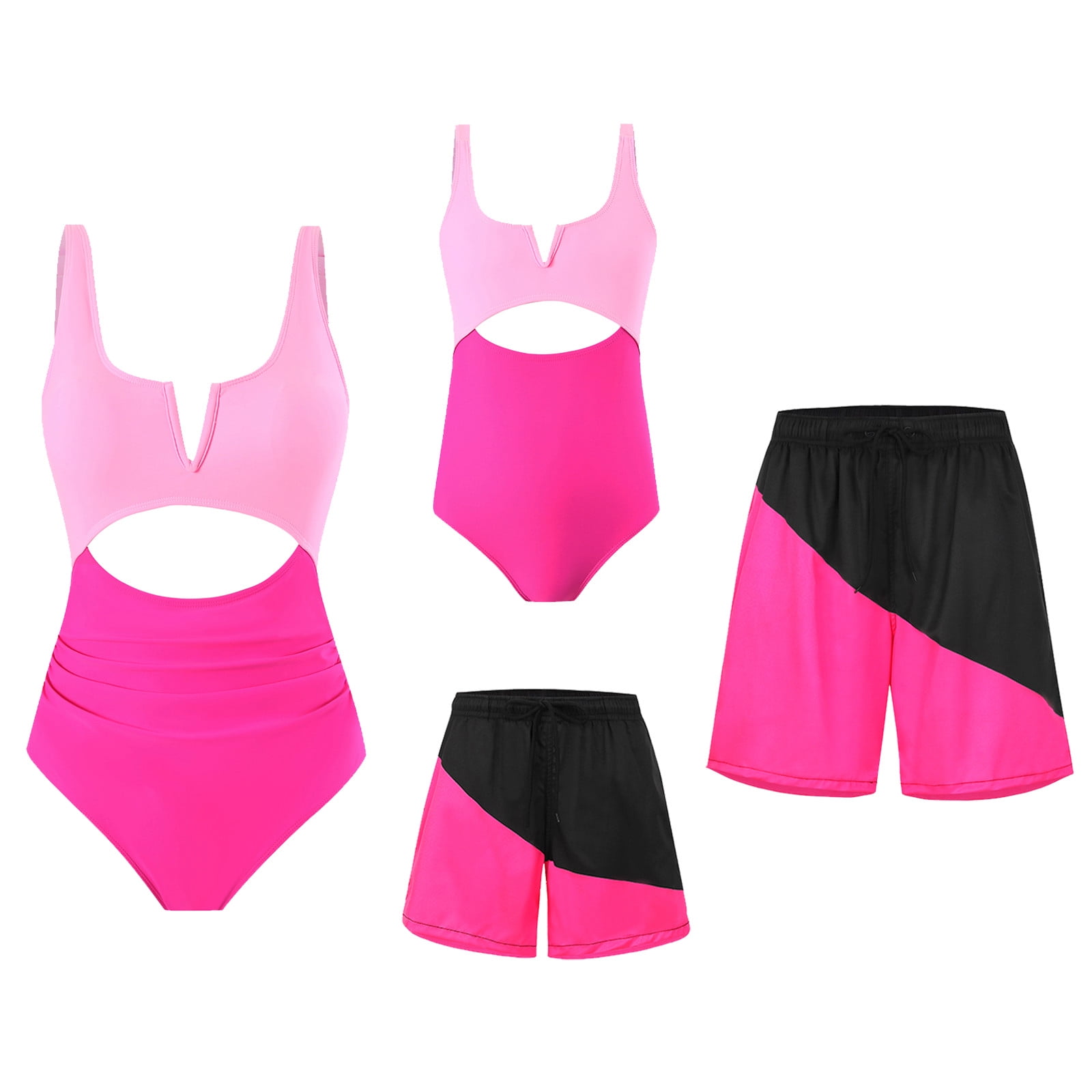 Njoeus Family Matching Swimsuit Color Block Set Mother Daughter ...
