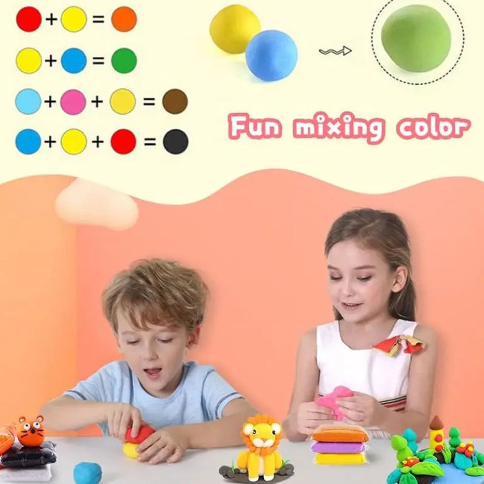 Njoeus Kids Modeling Clay Kit - 36 Color Non-Toxic Play Dough Set for ...