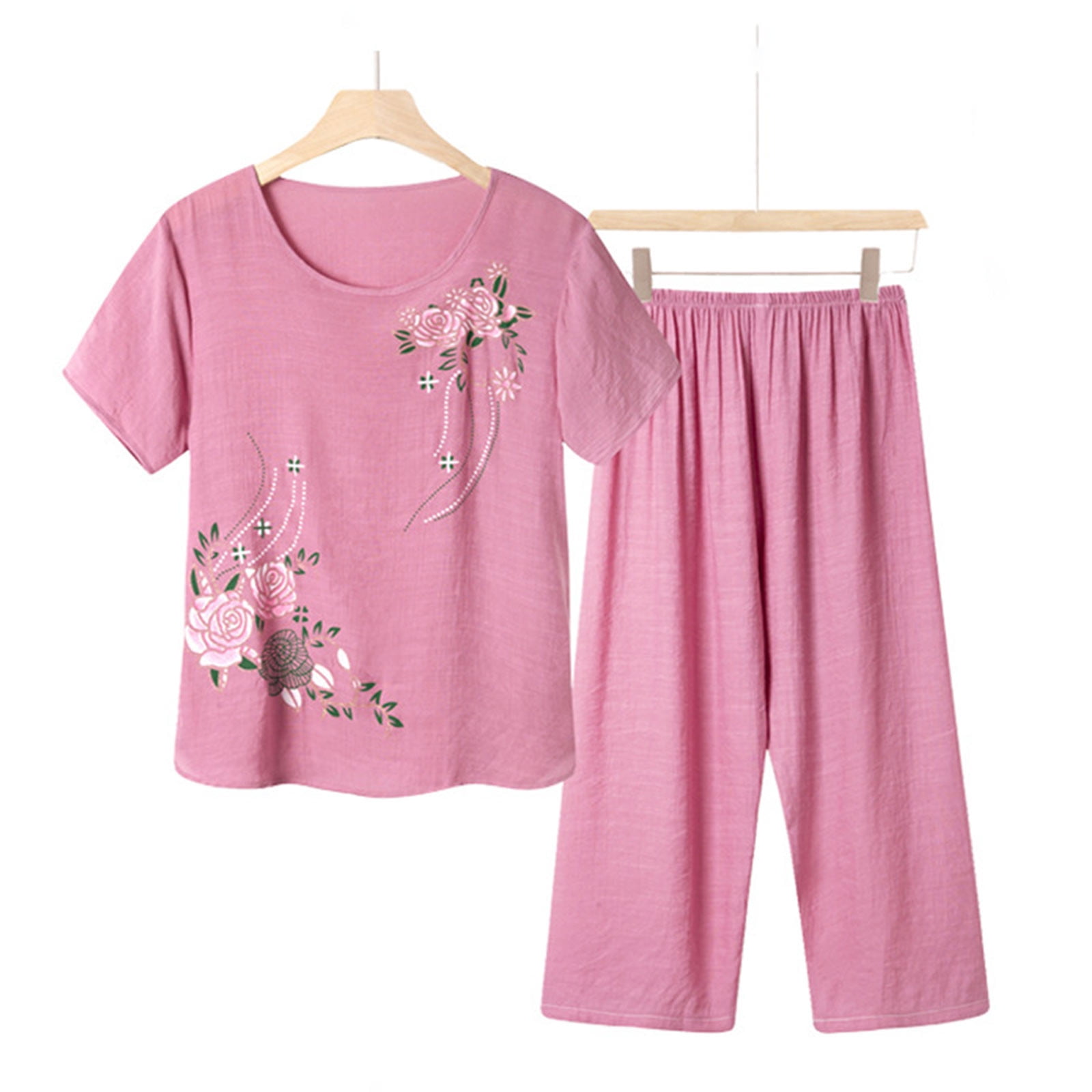 Njoeus Lounge Sets for Women, Pajamas for Women Capris Pajama Sets for Women 2 Piece Casual ...