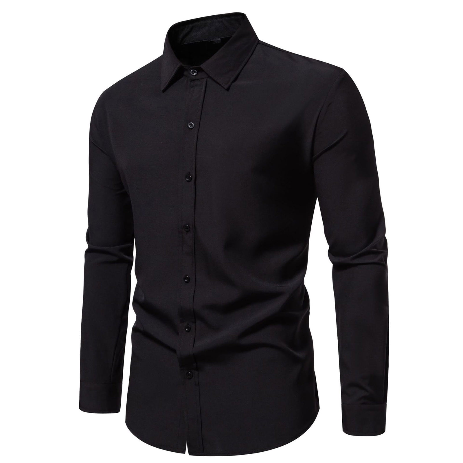 Njoeus Men's Casual Long Sleeve Dress Shirt Solid Classic Fitted Button ...