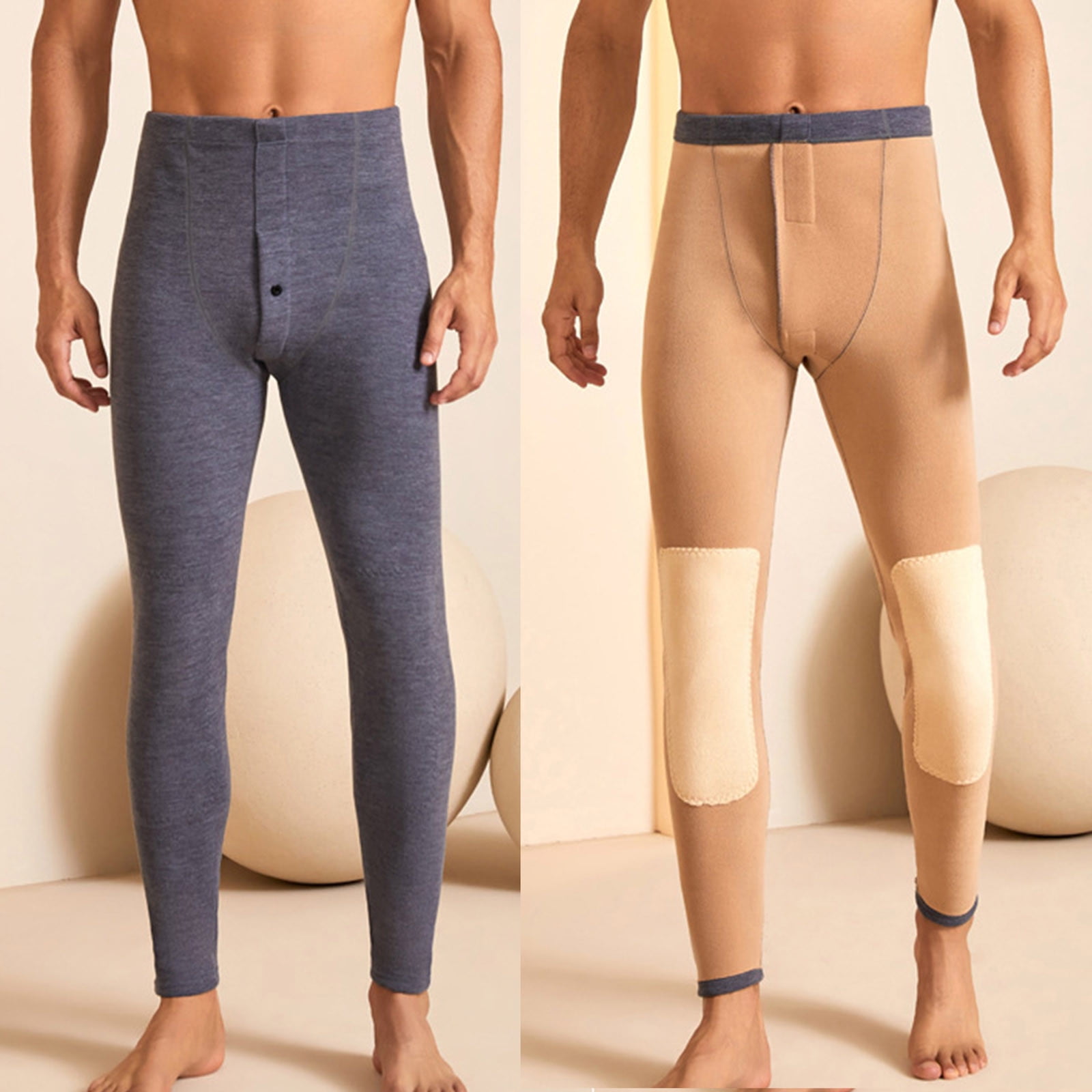 Njoeus Men's Soft Fleece Lined Thermal Pants, Men Long Johns Pants Athletic Leggings Base Layer ...