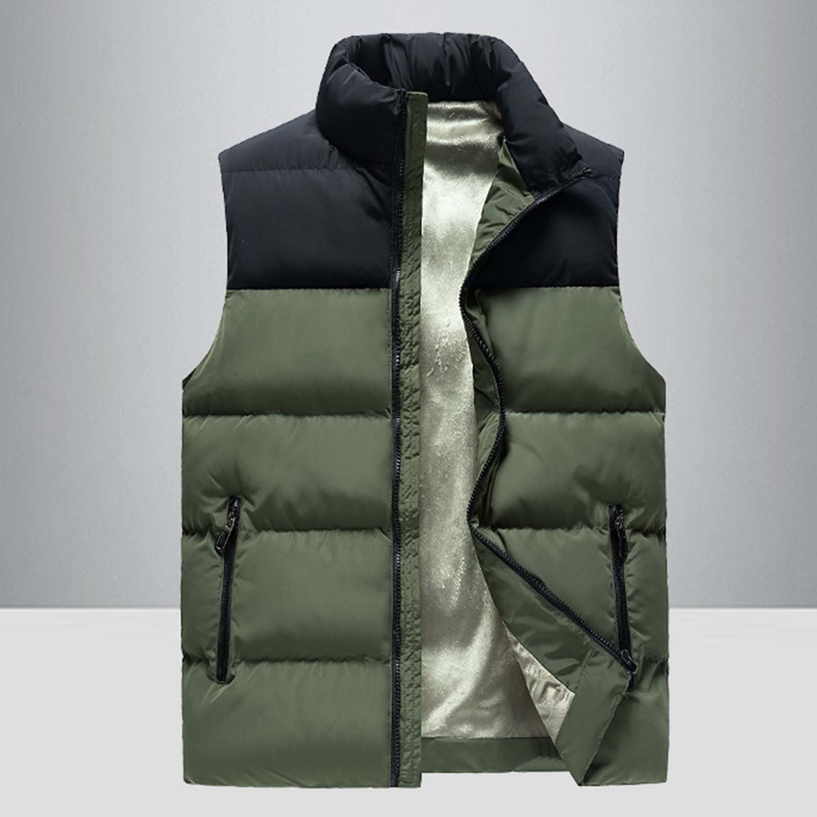 Njoeus Men's Winter Warm Outdoor Padded Puffer Vests Thick Fleece Lined ...