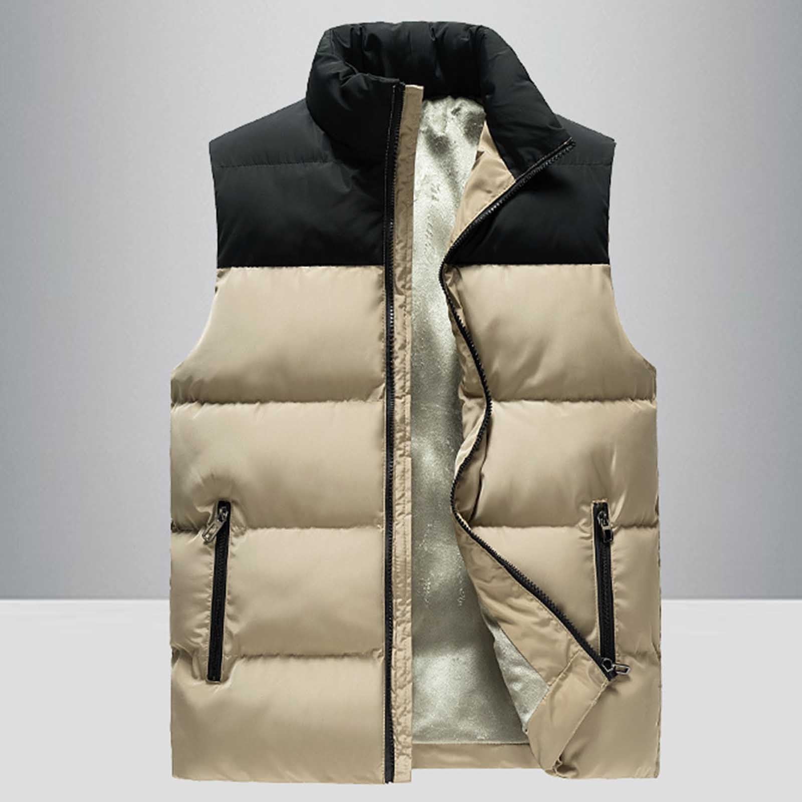 Njoeus Men's Winter Warm Outdoor Padded Puffer Vests Thick Fleece Lined ...