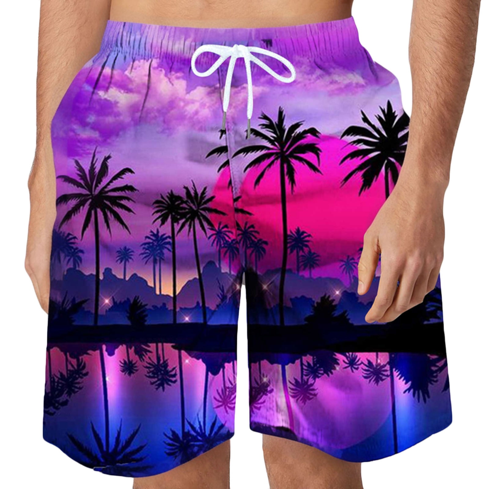 Njoeus Mens Swim Trunks Men Big & Tall Tropical Print Swim Board Shorts ...