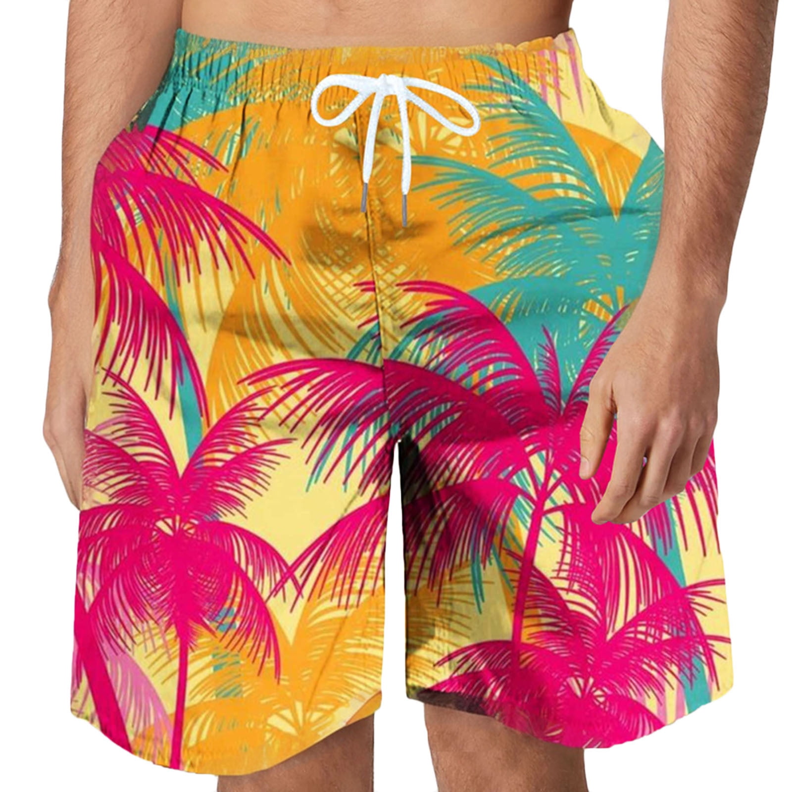 Njoeus Mens Swim Trunks, Big and Tall Hawaiian Beach Shorts, Tropical ...