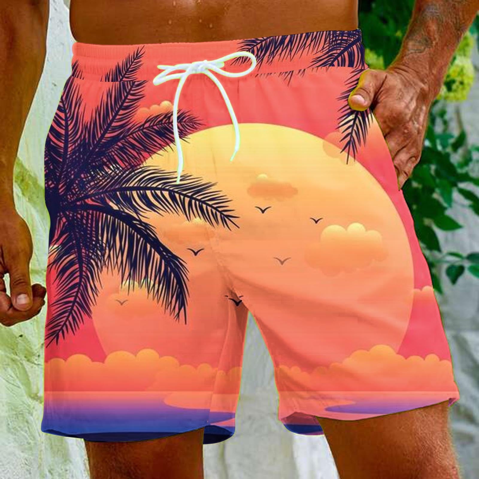 Njoeus Mens Swim Trunks Mens Board Short Swim Shorts Elastic Waist