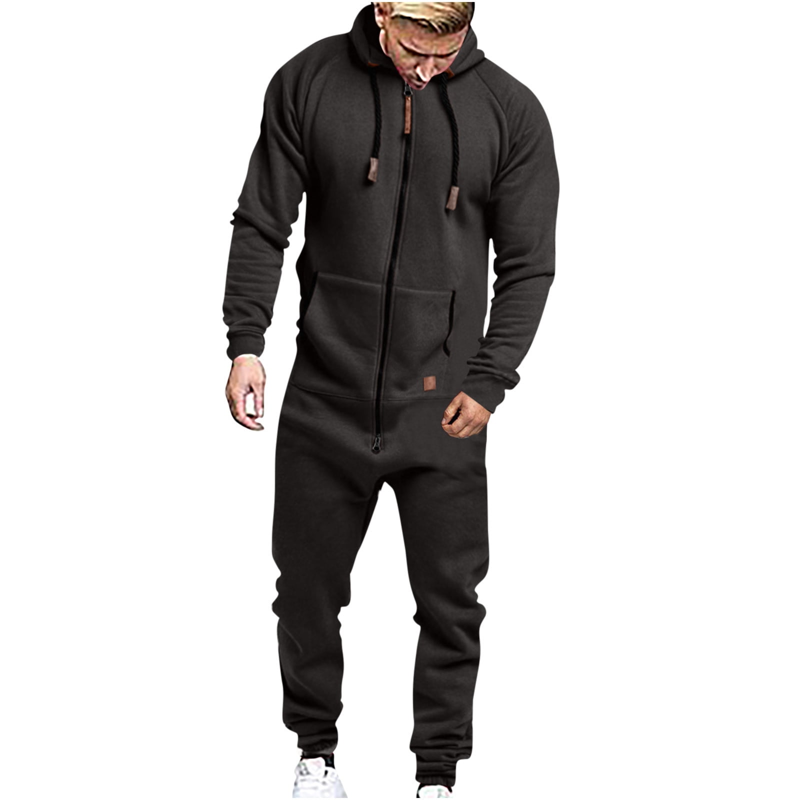 Njoeus Onesie Men's Hooded Jumpsuit Zip Up 1-Piece Pajamas Playsuit ...