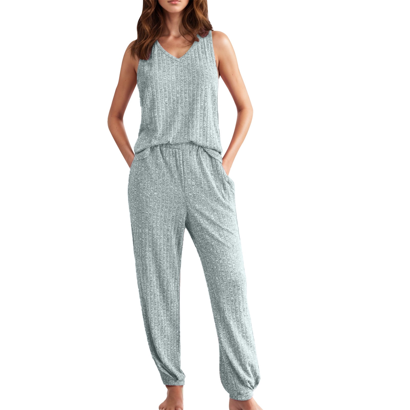 Njoeus Pajama Sets for Women 2 Piece, Pajama Pants Women Set Women's ...