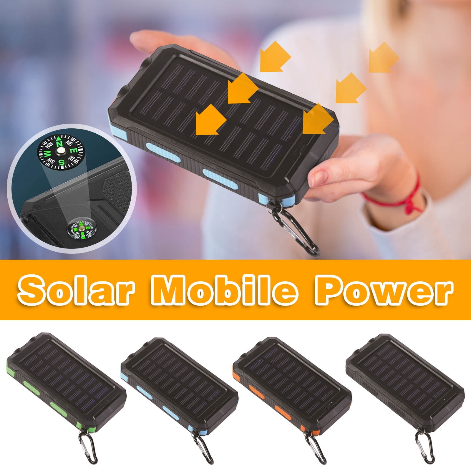 Njoeus Portable Mobile Power Charger Solar 5ml, 10000mAh, USB Port ...