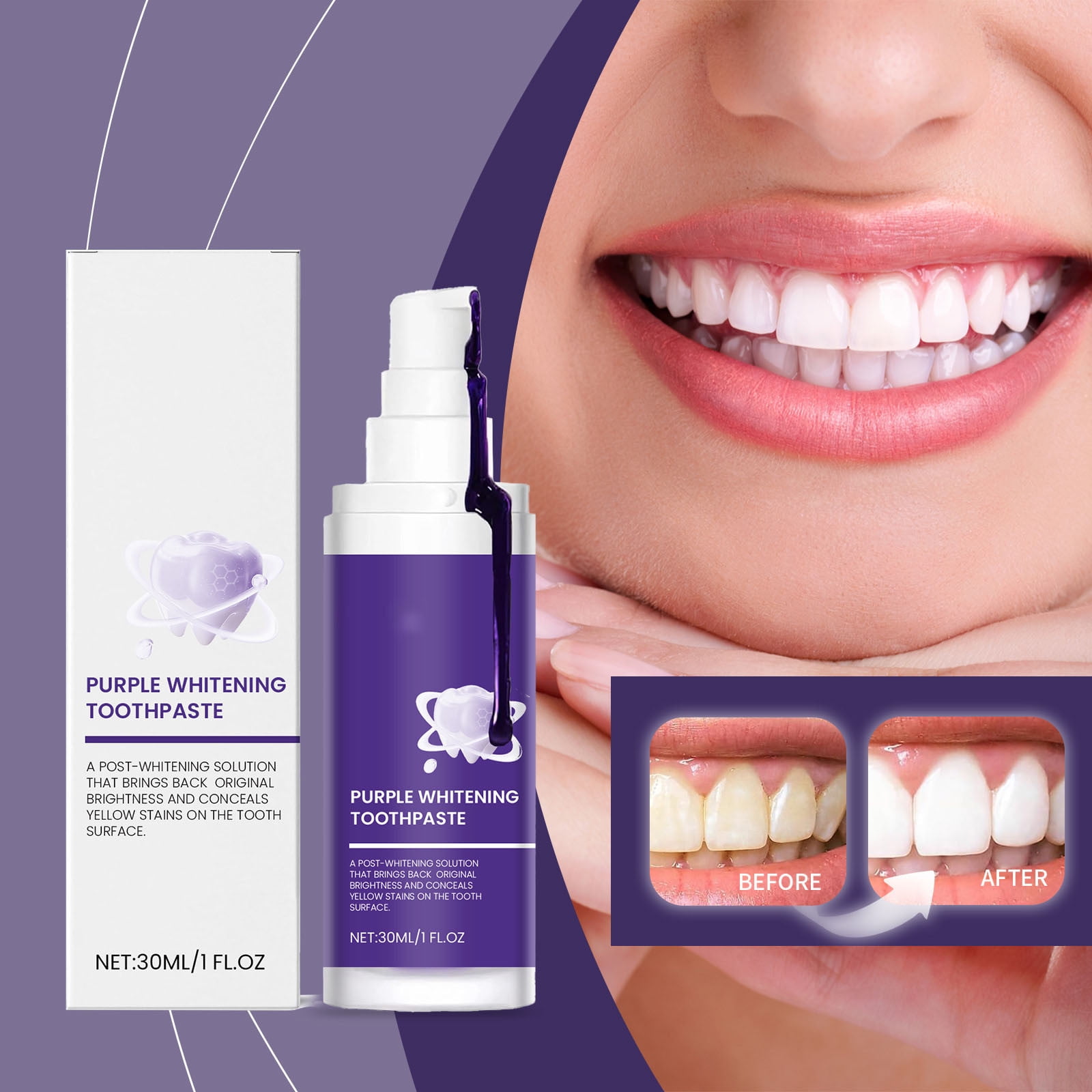 Njoeus Snow Toothpaste Whitening, Purple Whitening Toothpaste Whitening ...