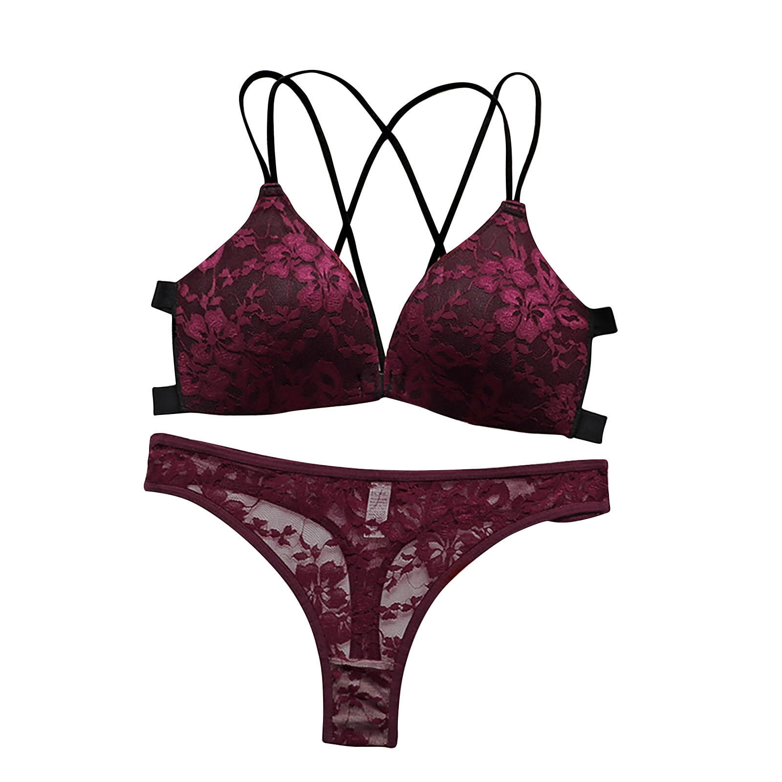 Njoeus Sports Bra Black Bralette Women 2 Piece Sexy Bra and Panty Sets ...