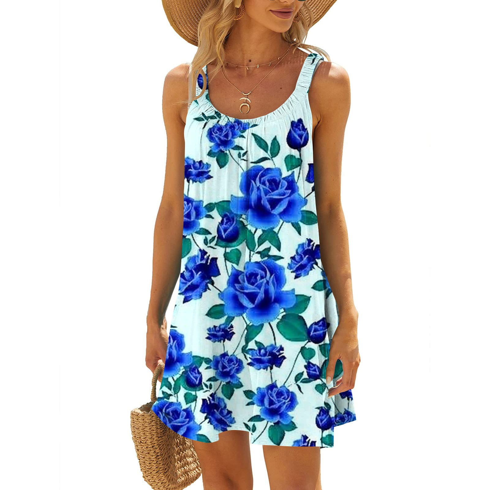 Njoeus Summer Dresses for Women 2024 Beach Cover Up Sleeveless Mini ...