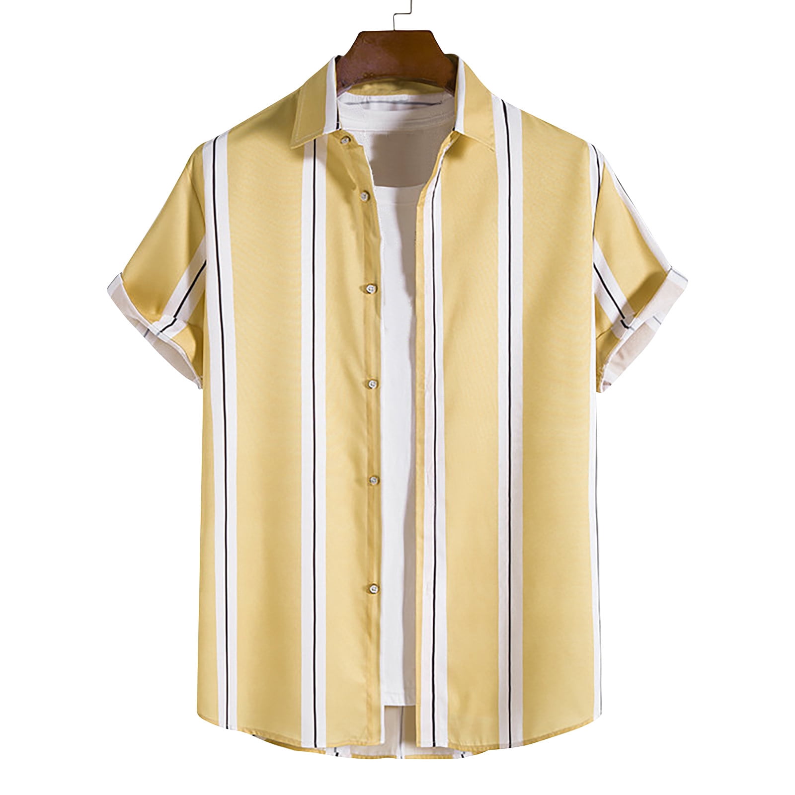 Blue Stripe Men's Slim Fit Striped Short Sleeve Shirt - Business Casual ...