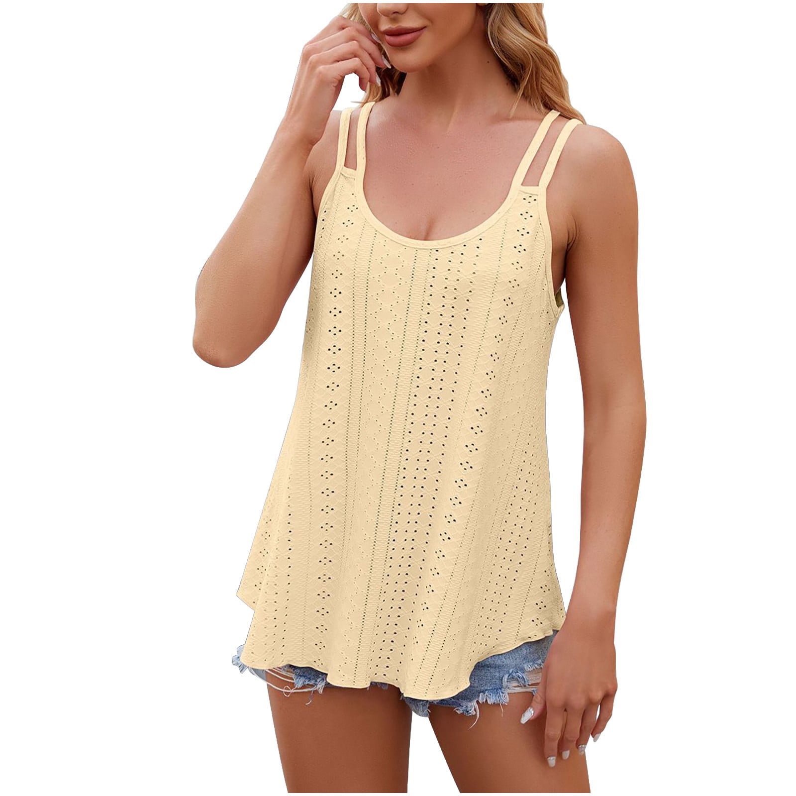 Njoeus Tank Top for Womens Summer Sleeveless Camisole Spaghetti Strap ...