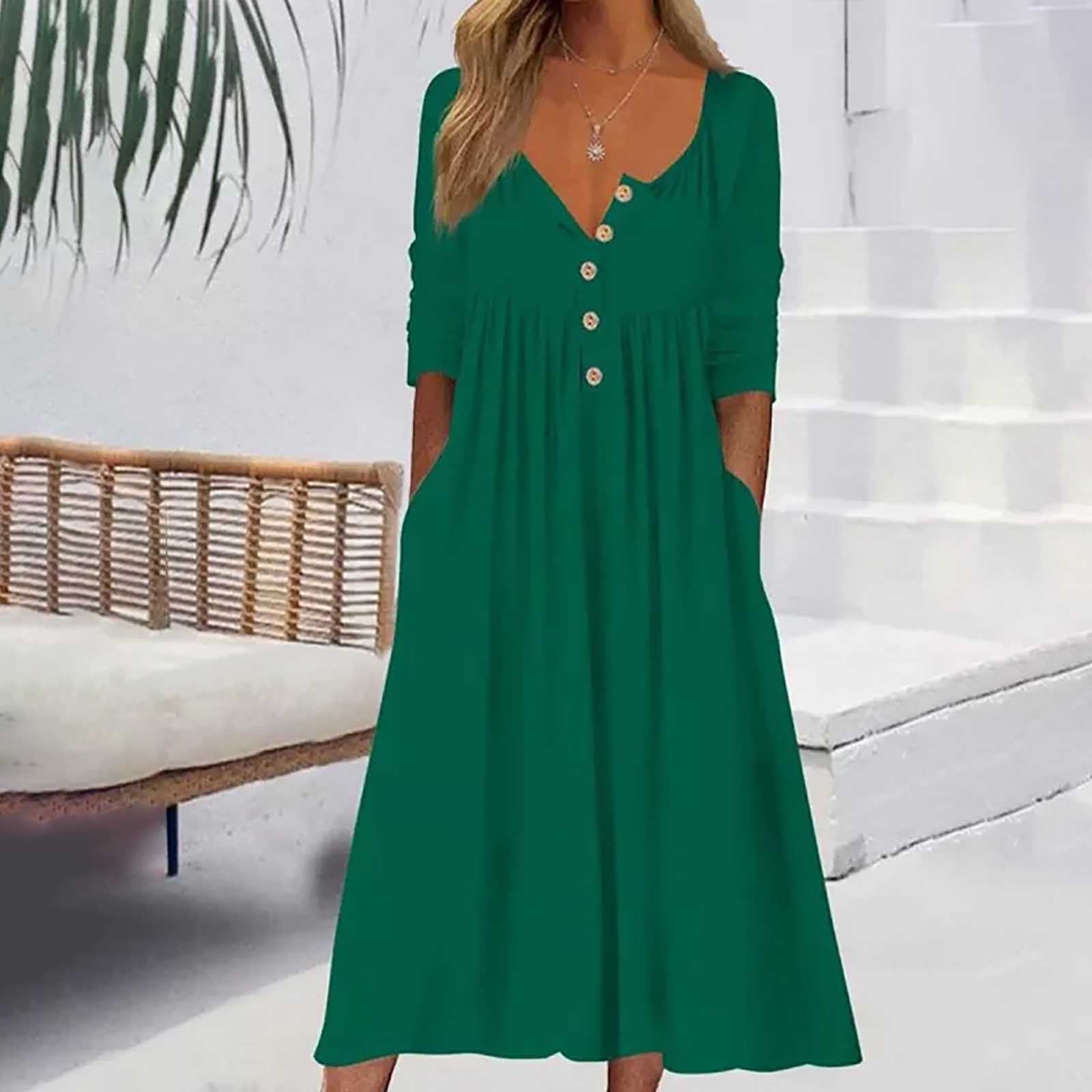 Njoeus Women Casual Nightshirt Long Sleeve Button Up Sleep Tank Dress ...