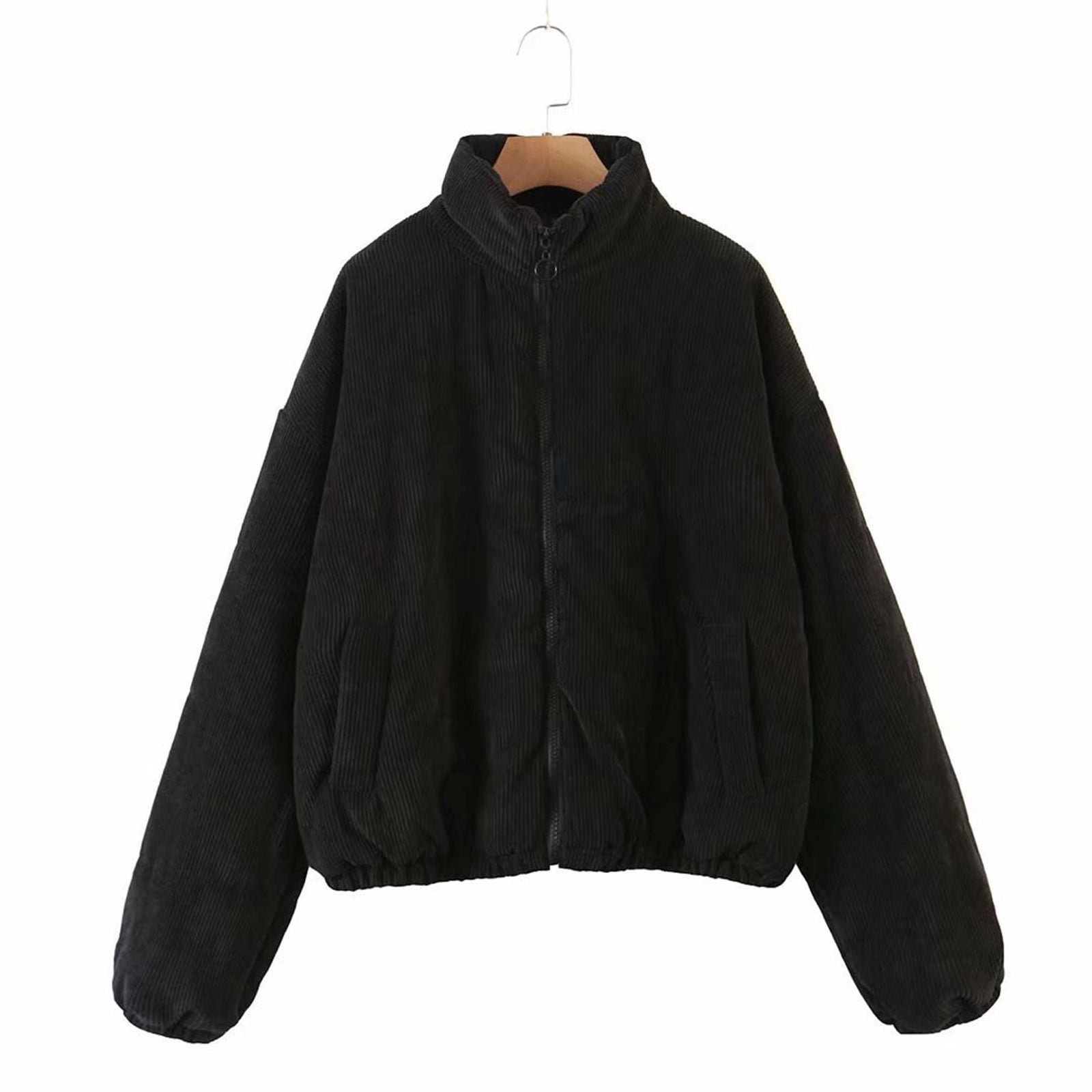 Njoeus Women's Casual Corduroy Zip Up Puffer Jacket Fashion Fall Winter ...