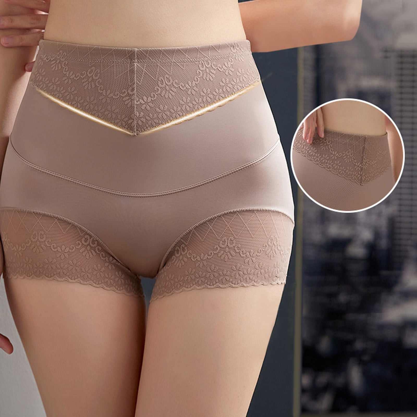 Njoeus Women's Underwear High Waisted Tummy Underwear Control Briefs Ladies Lace Panties Soft ...