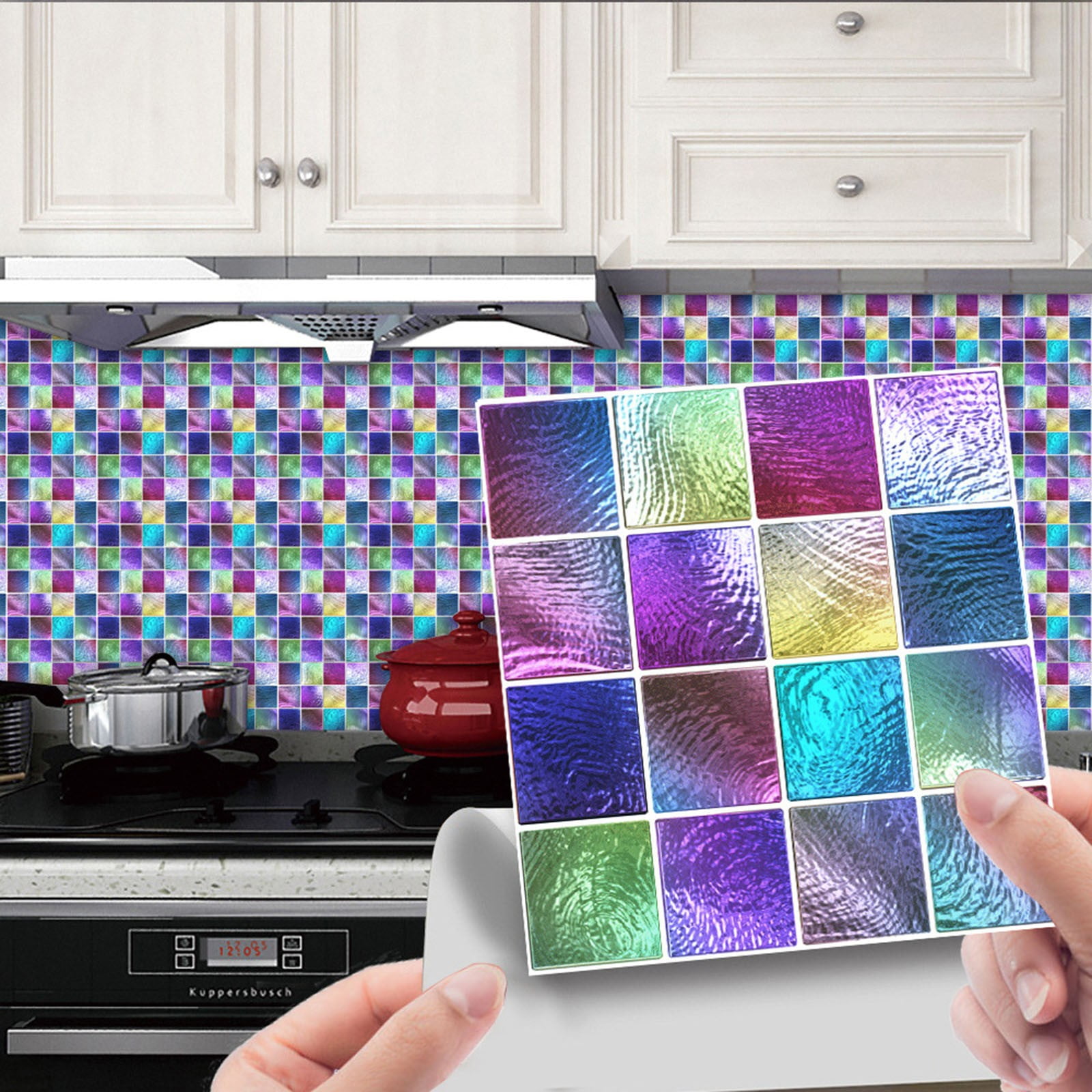 Njspdjh 10pc Peel And Stick Ceramic Tile Paste 3D Lattice Ceramic Tile ...