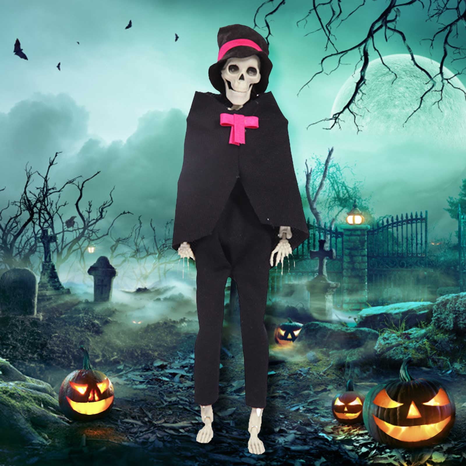 Njspdjh 2 In 1 Ornaments Skeleton 40CM Life Size Skeleton Posable ...