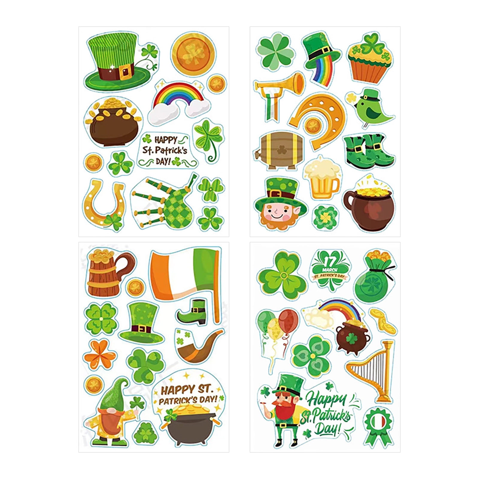 Njspdjh 4 Sheets Day Stickers Party Supplies Irish Stickers For St ...