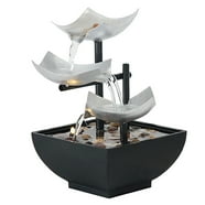 Modern 40in Indoor/Outdoor Water Fountain with LED Lights & Power Cord ...