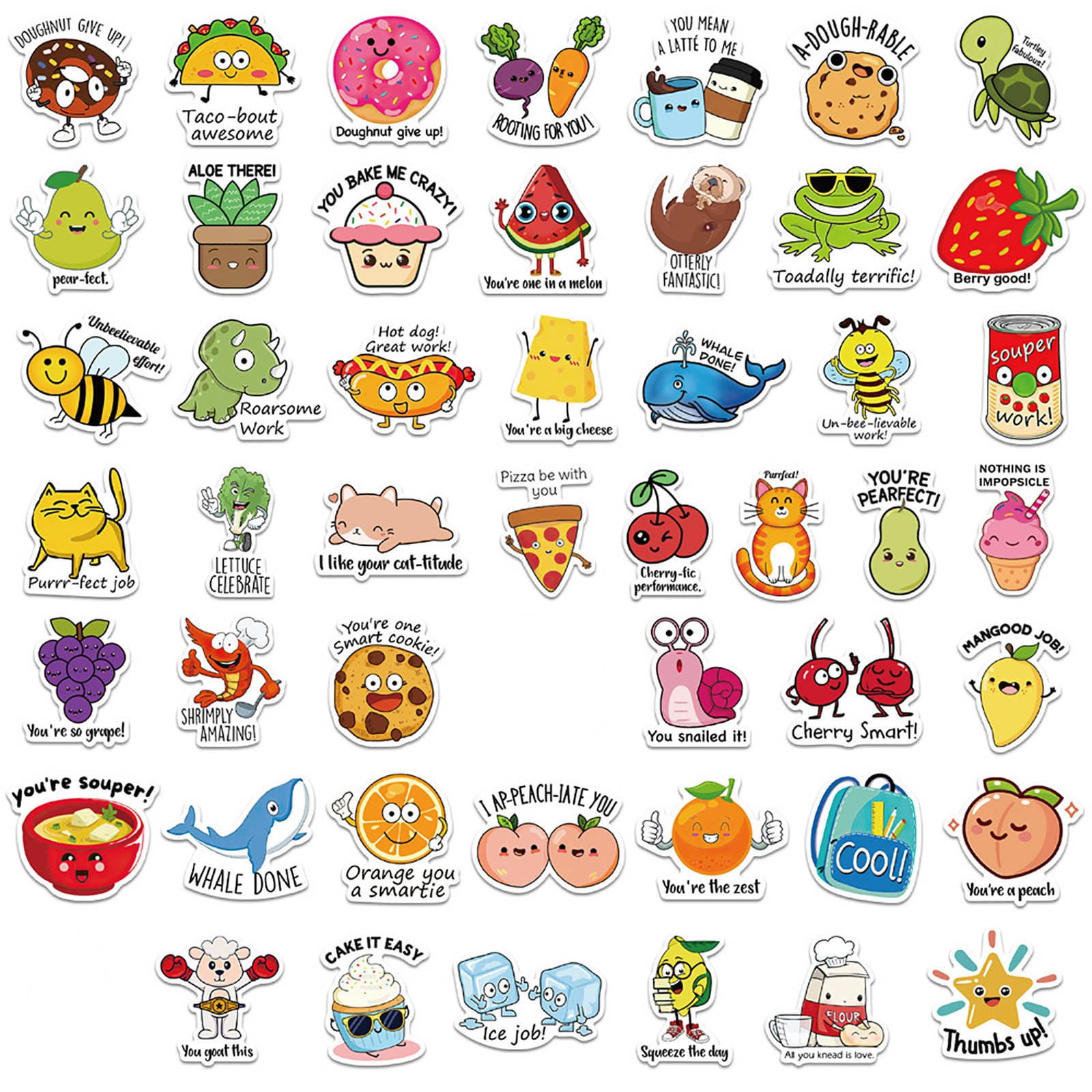 Njspdjh Cartoon Doodle Stickers Decorate Luggage Motorcycle Notebook ...