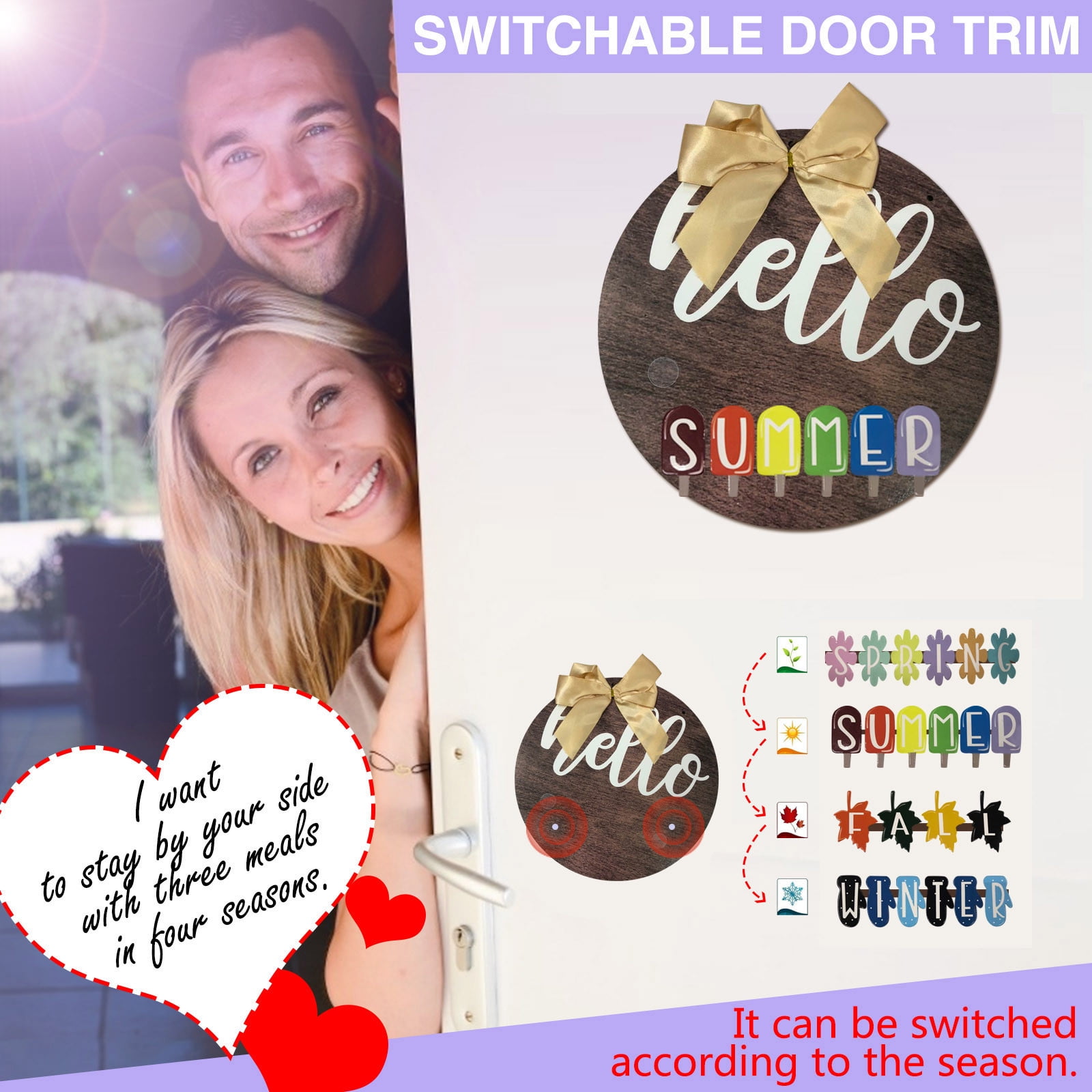 Njspdjh Christmas Three Decorations DIY Interchangeable Seasons Sign ...