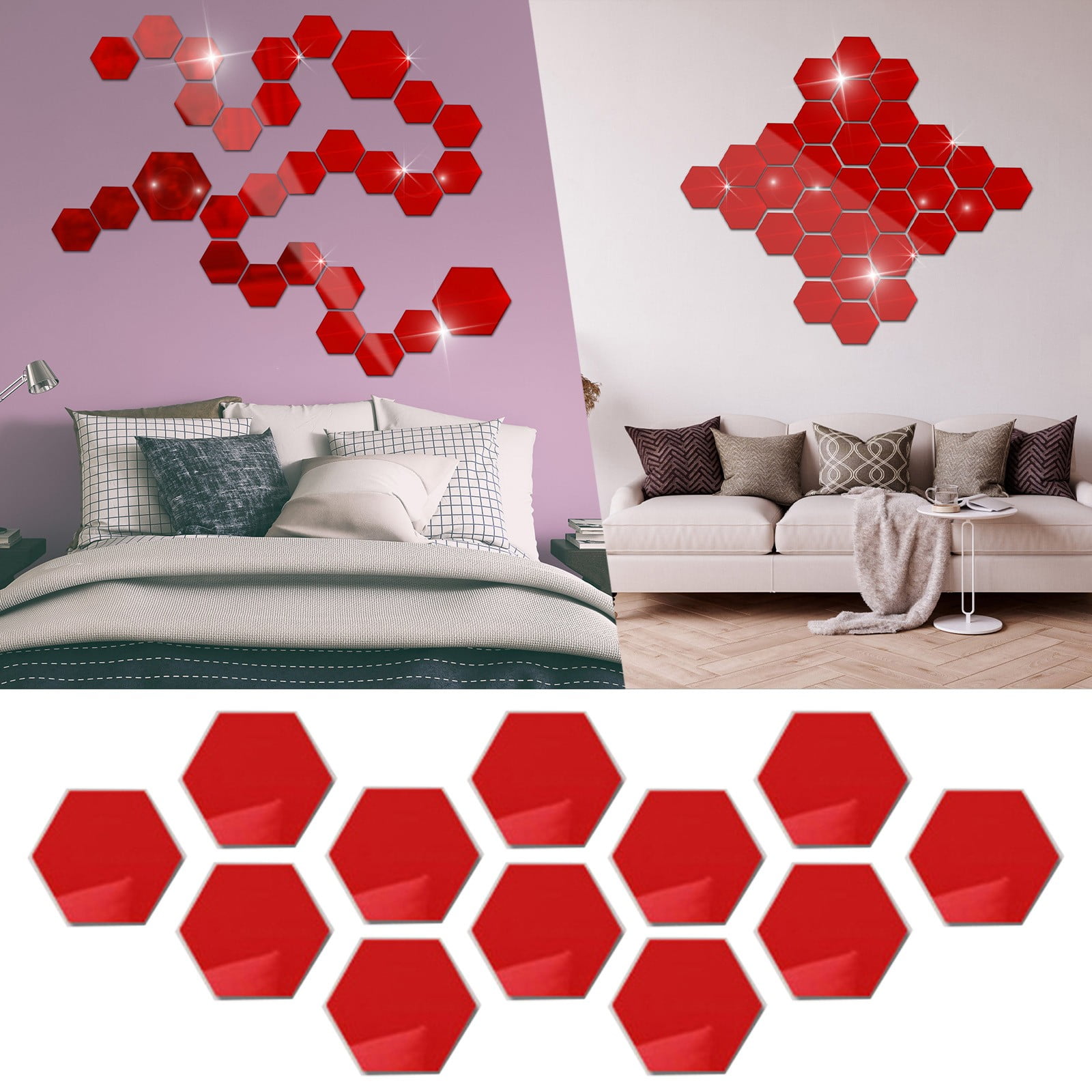 Njspdjh Cool Room Decorations on Wall Hexagon Acrylic DIY Wall Sticker ...