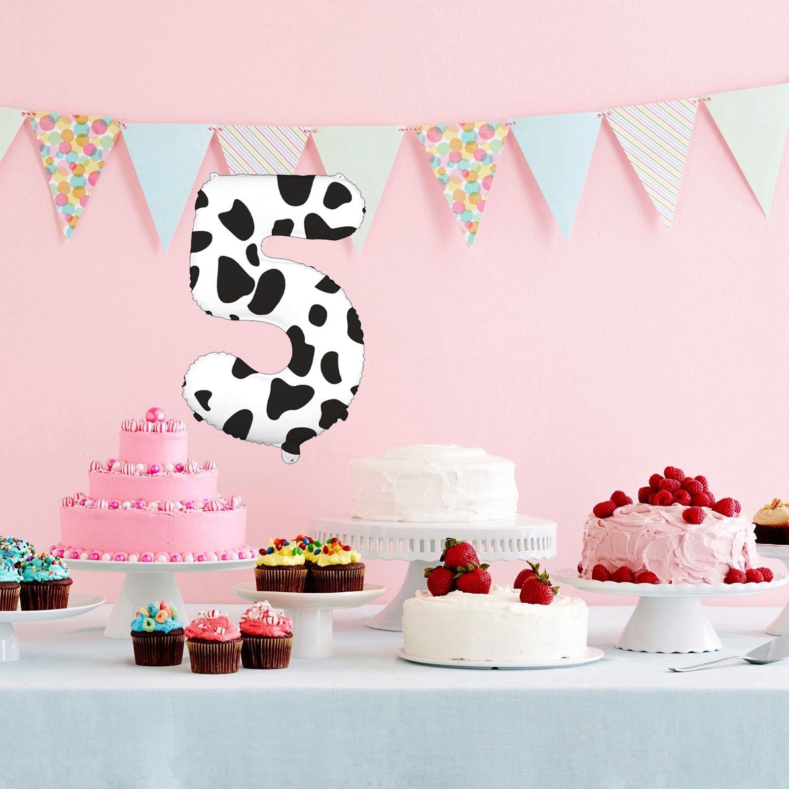 Njspdjh Cow Print Balloon Birthday Decorations Supplies Theme Number ...