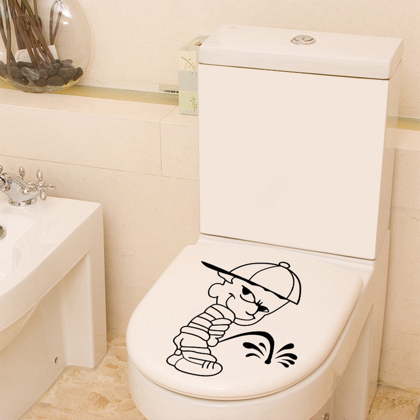 Njspdjh Fun Toilet Stickers Decoration Bathroom Cartoon Wall Stickers ...