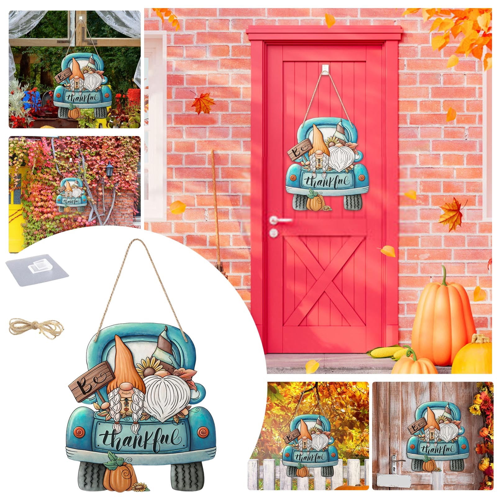 Njspdjh Porch Sign Banner Hi Sign Autumn Thanksgiving Welcome Door ...