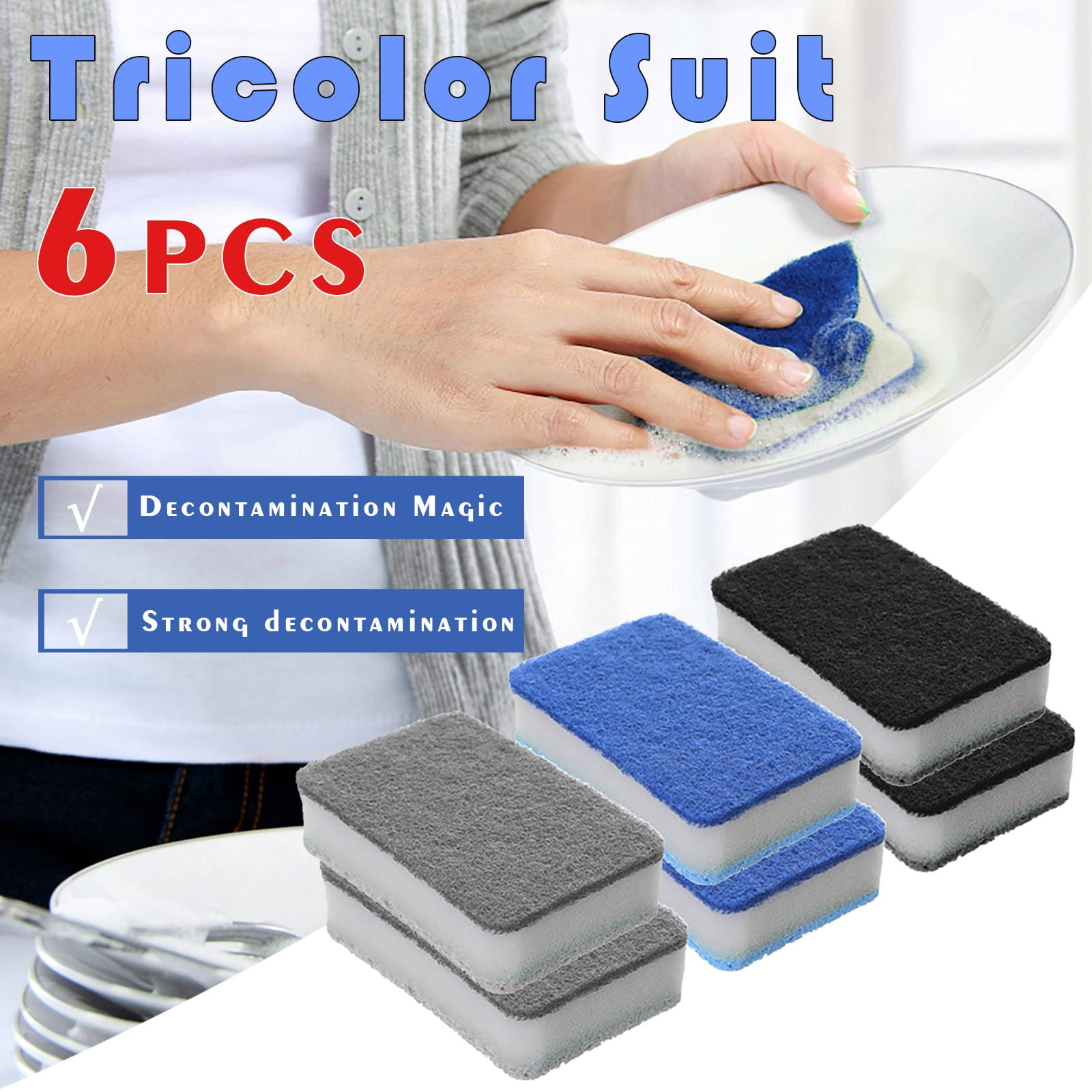 Njspdjh Pumice Stone for Toilet Tricolor Suit Sponge Cleaning Wipe ...