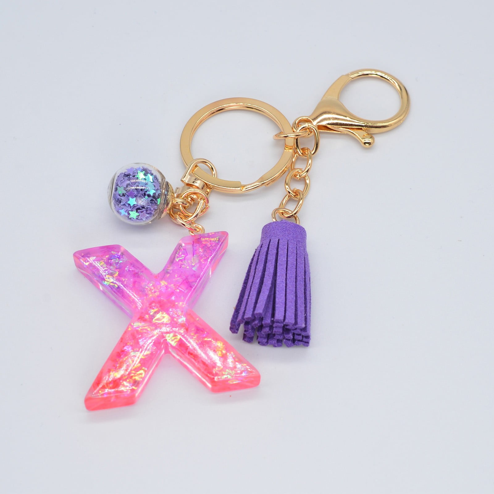 Njspdjh Resin Glittering Letter Keychain, Color Stitching Stitching ...