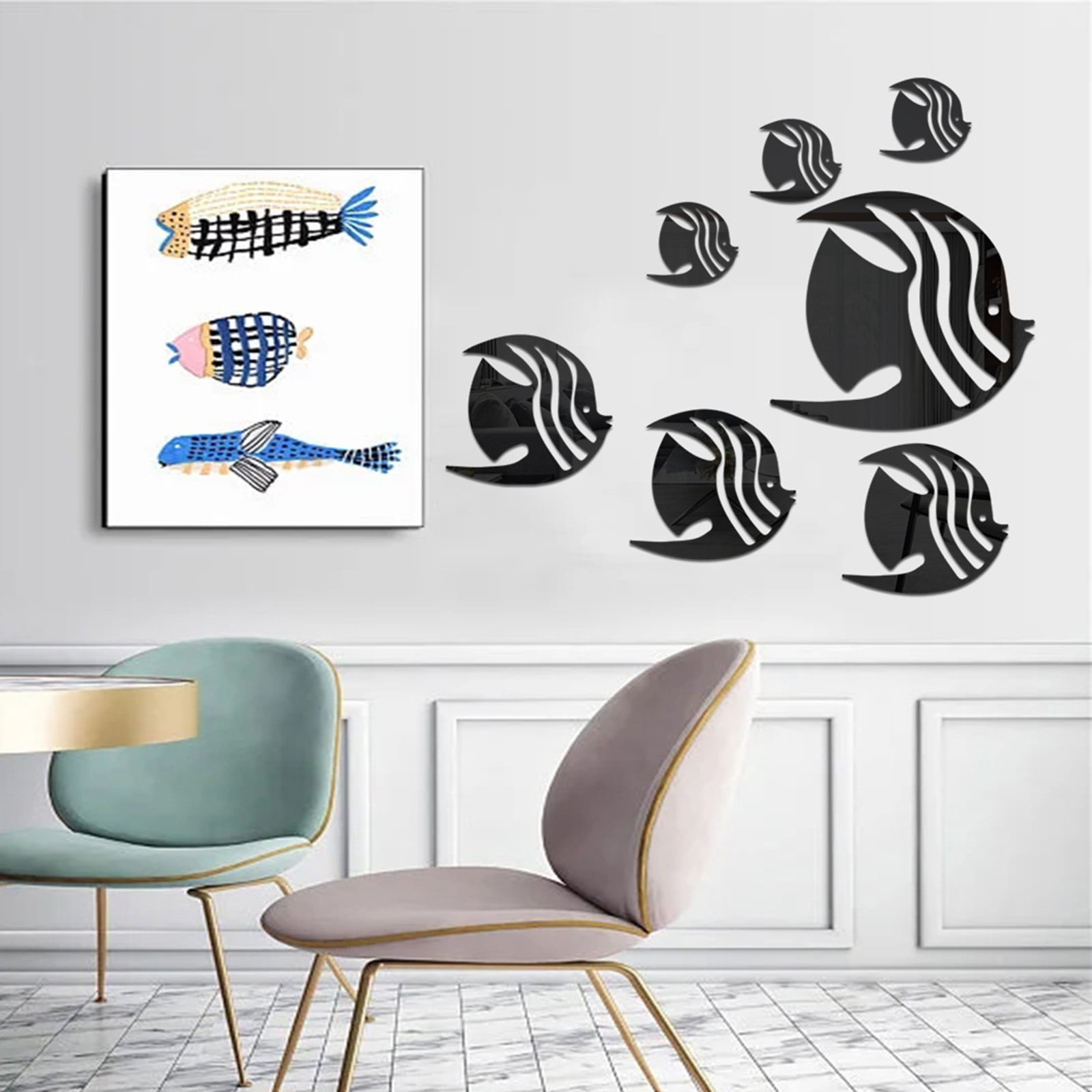Njspdjh Sea Animals Fishes Theme Acrylic Wall Decor Stickers Removable ...