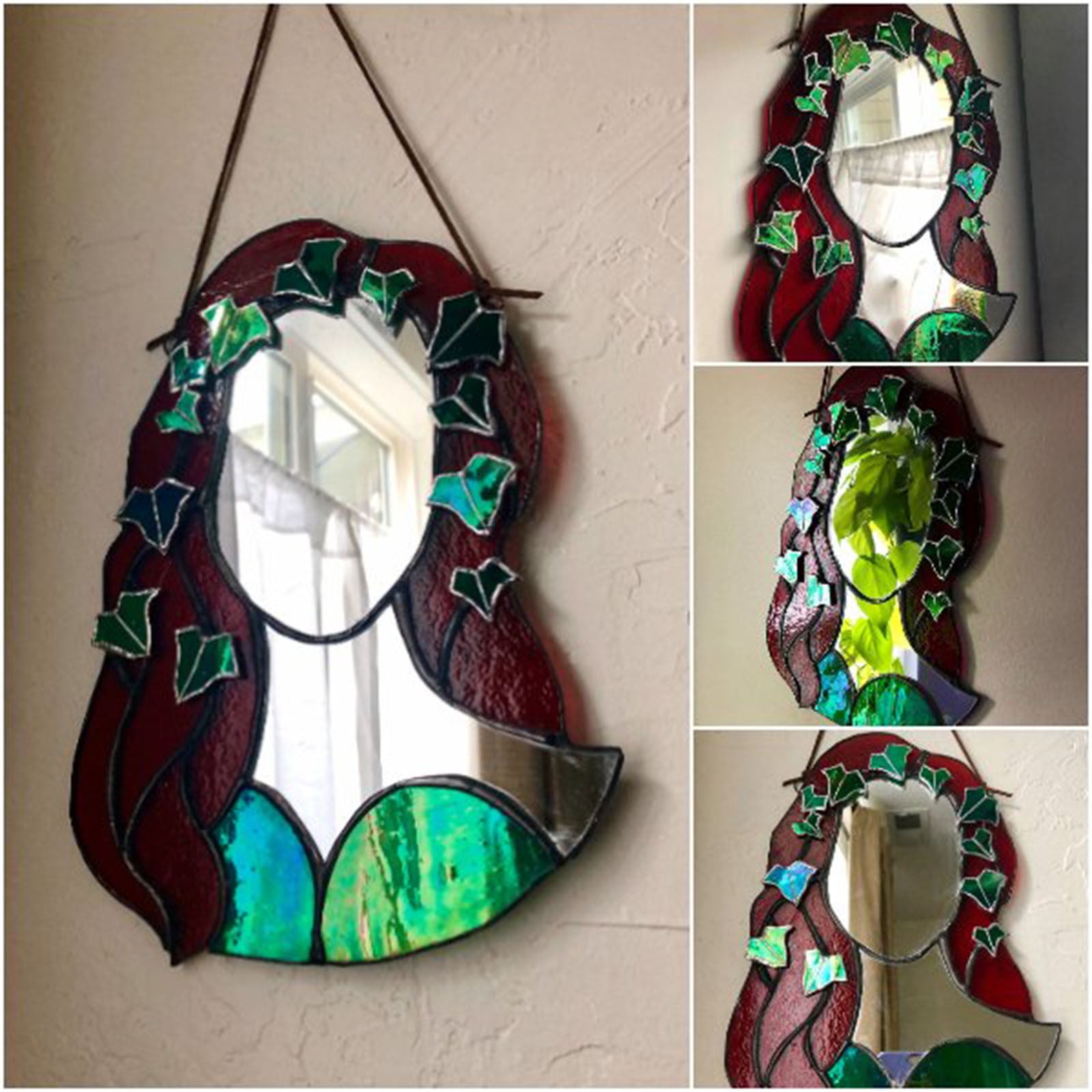 Njspdjh Stained Glass PoisonIvy MirrorGlass Suncatcher Colorful Acrylic ...