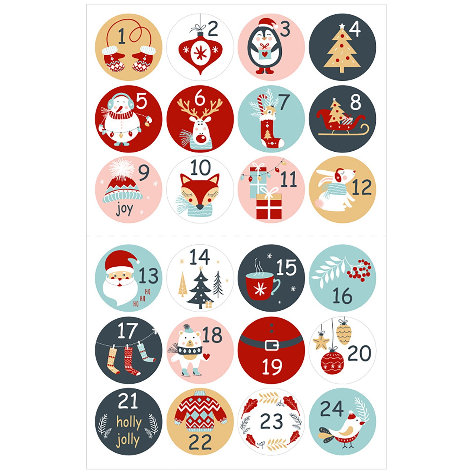 Njspdjh Timers Stickers Number Stickers 24 Stickers Round Christmas ...