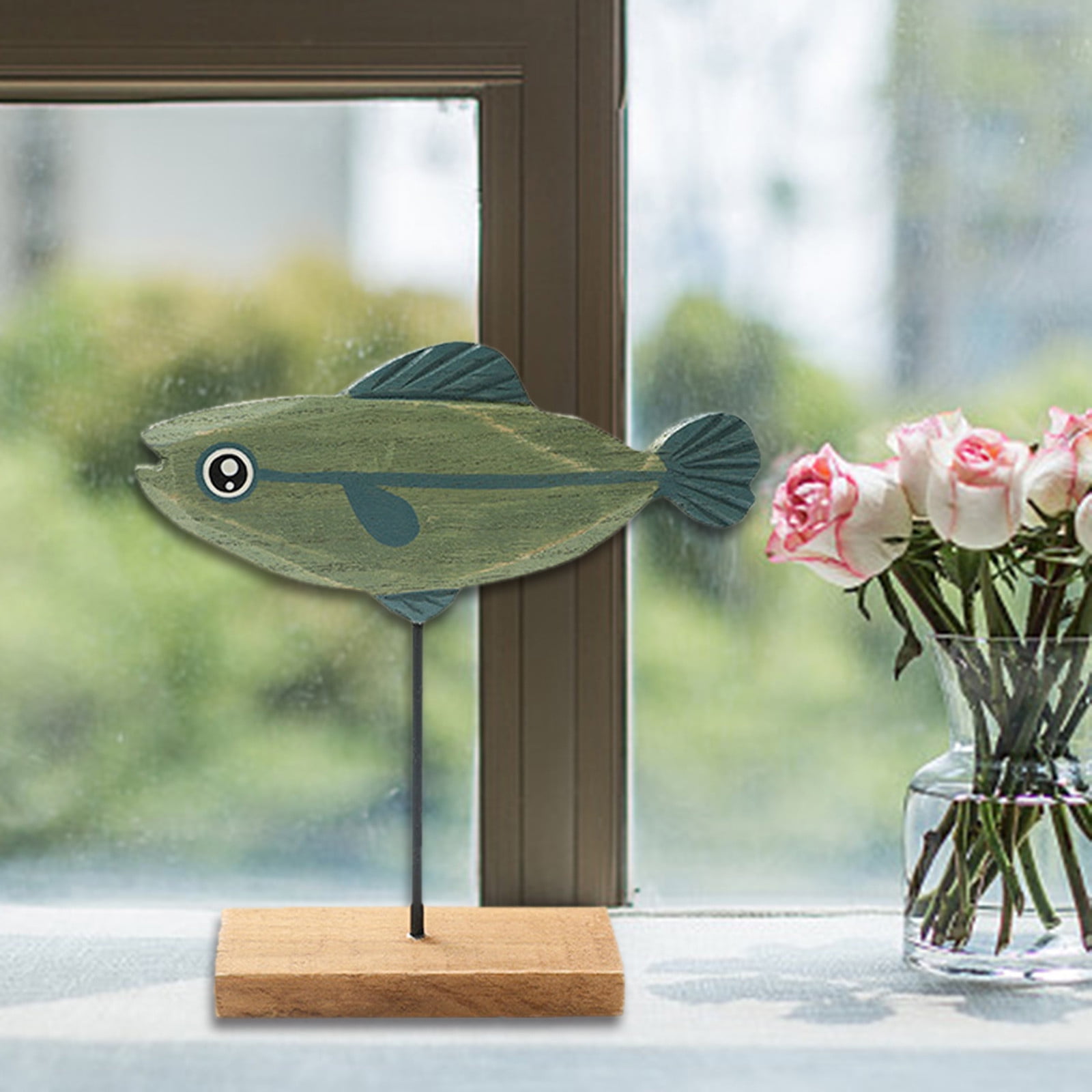 Njspdjh Travelwant Wooden Fish Ornament Simple Cartoon Fishes Wooden ...