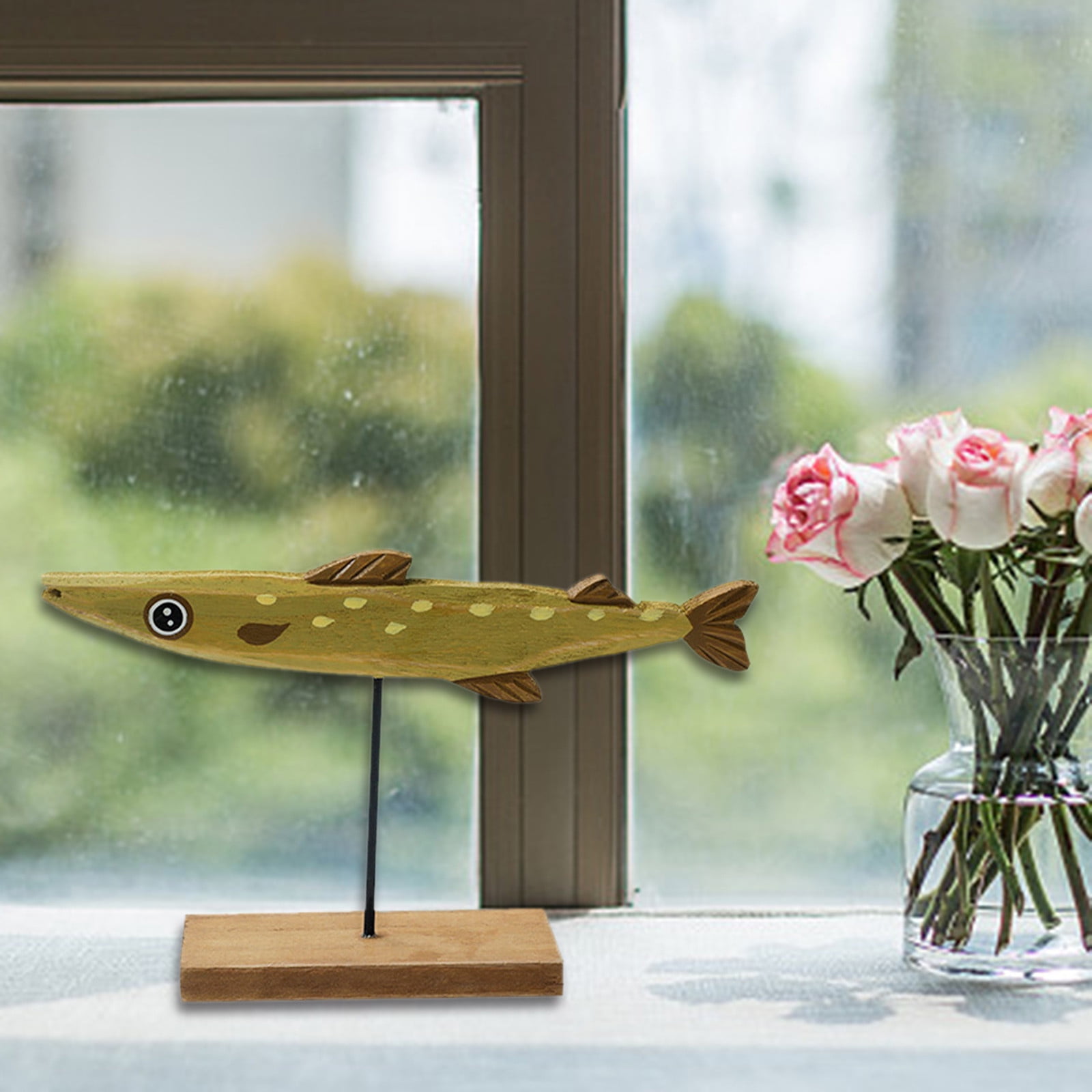 Njspdjh Travelwant Wooden Fish Ornament Simple Cartoon Fishes Wooden ...