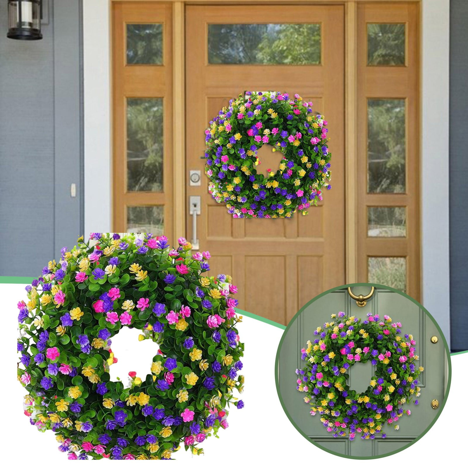 Njspdjh Tropical Door Wreath 18" Wreath Fall Wreath Colorful Flower ...