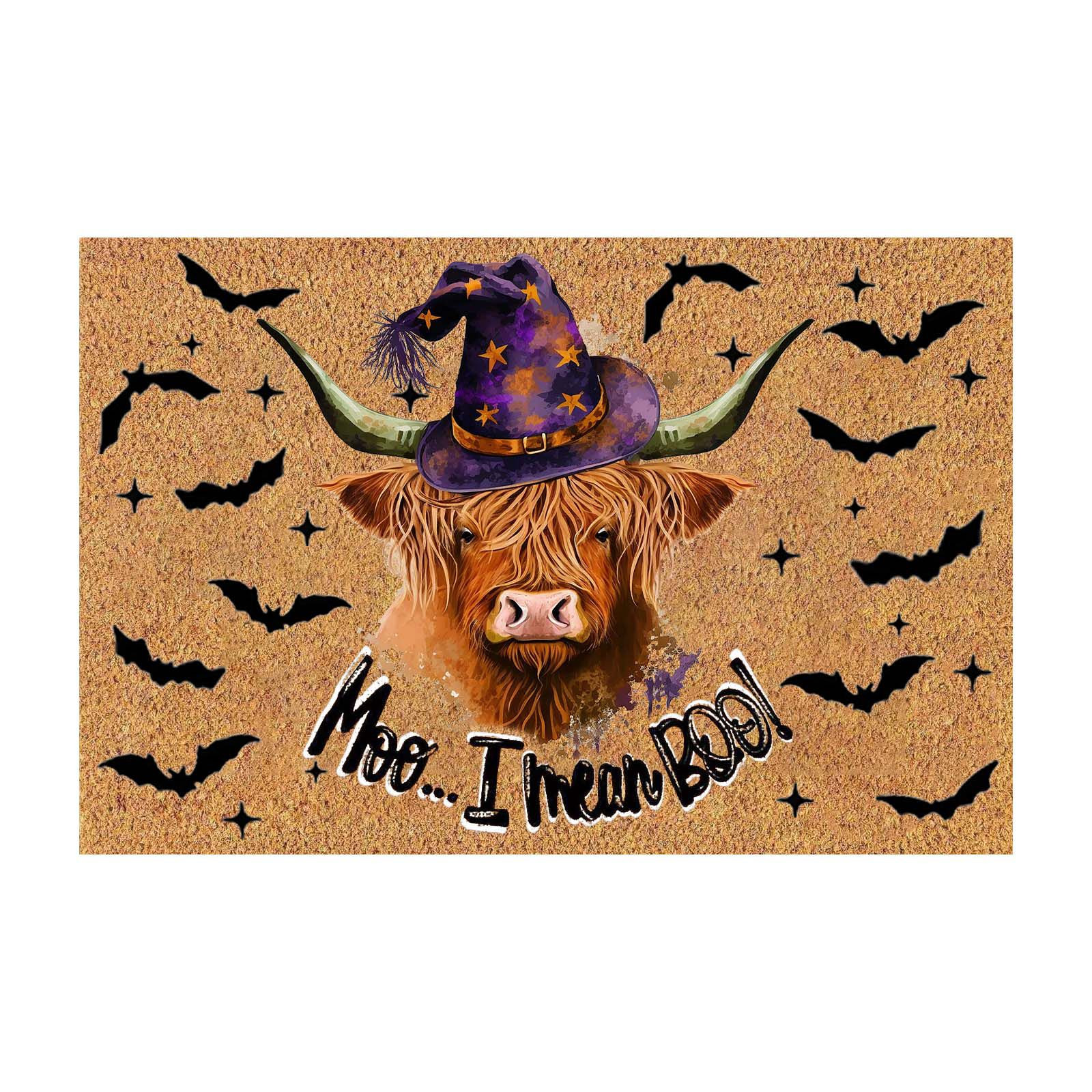 Njspdjh Woven Throw Blankets Cow Bull Flower Carpet Door Door Anti Slip ...