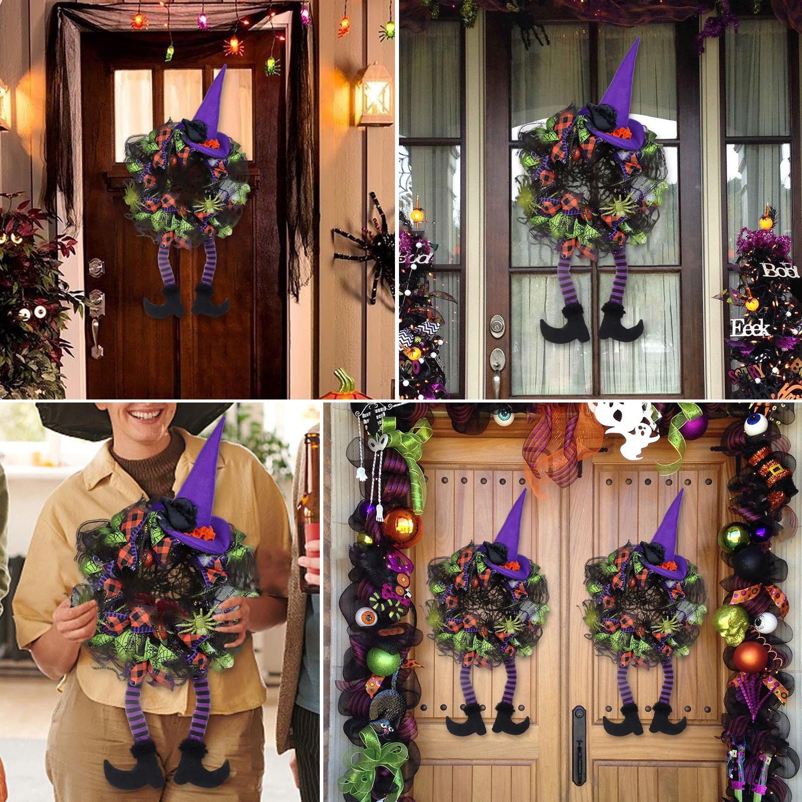 Njspdjh Wreath Organizer Front Door Holiday Celebration Farmhouse ...