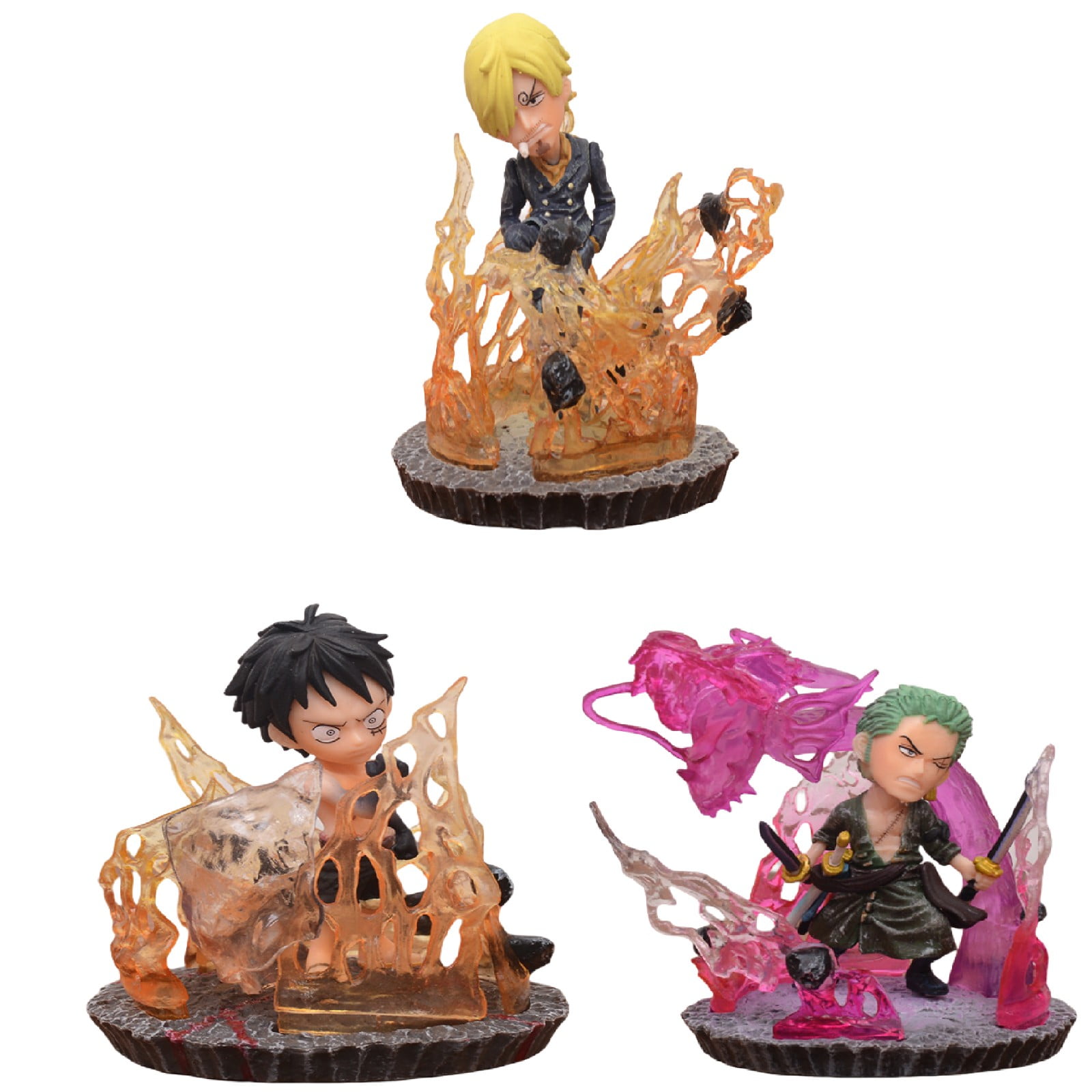 Njube Anime Cartoon PVC Model Q Version Luffy Figure & Sanji Figure ...