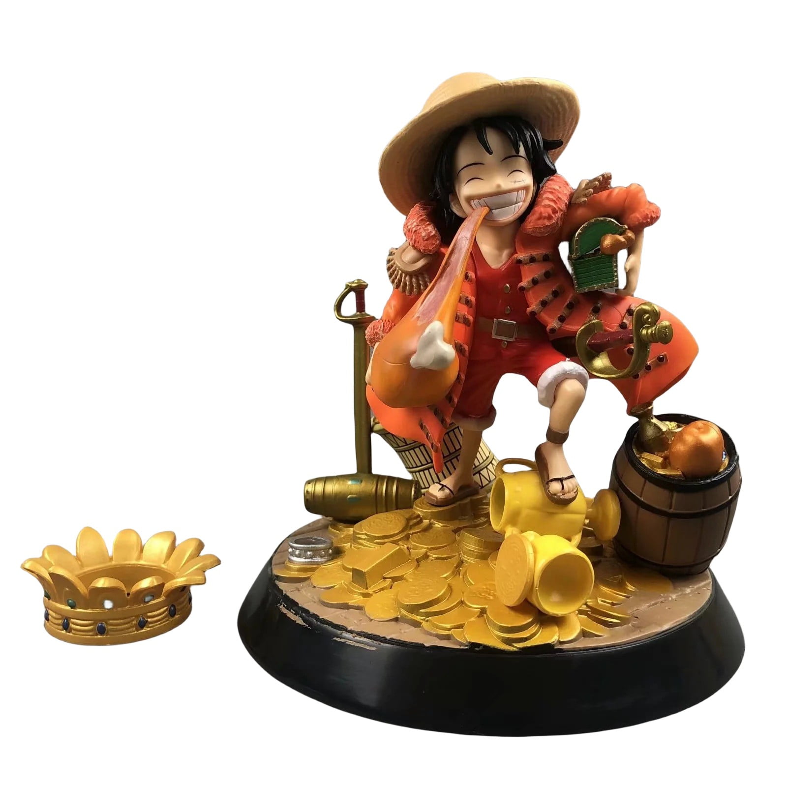 Njube Anime Treasure base Luffy Eat chicken leg Figure Cartoon Game ...