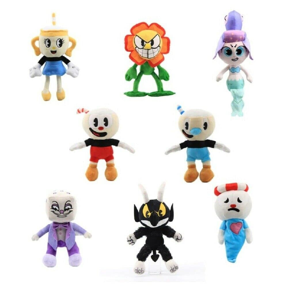Njube Cuphead Plush 8pcs/Set Cuphead Mugman Family Mecup and Brocup ...