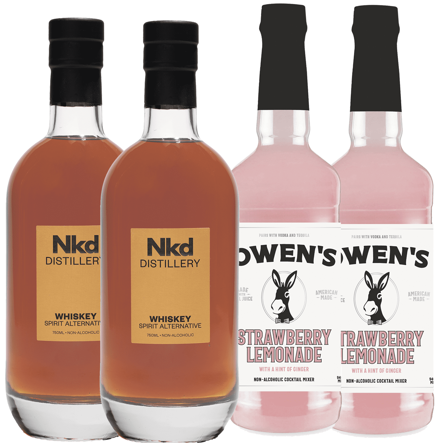 Nkd Distillery Whiskey 2 Pack Alternative Premium Non-Alcoholic Spirit 750 ML Bottles w 2 Pack ...