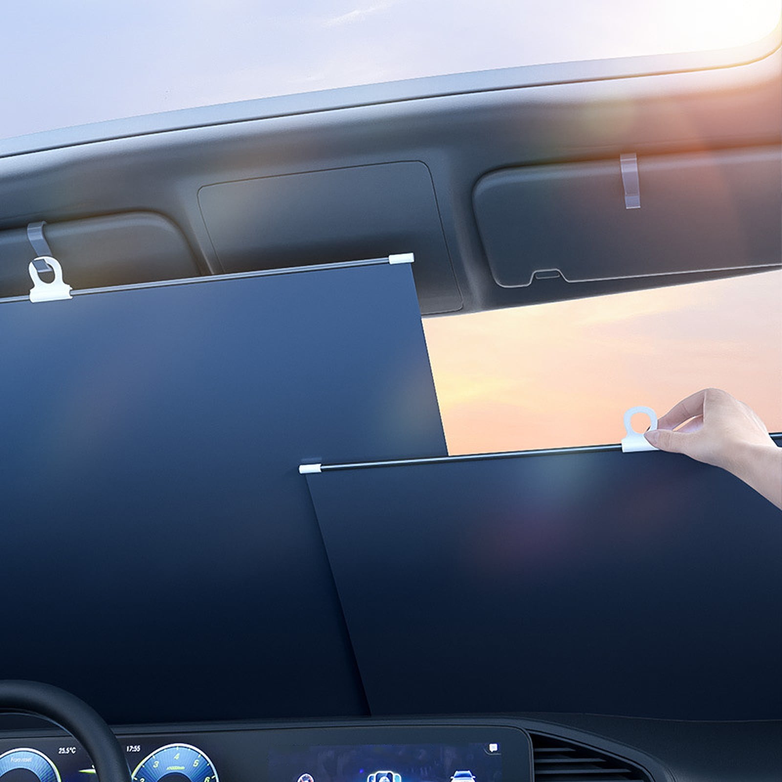 Nkmbld 2pCS Car Sunshade Heat Insulation Automatic Rolling Shutter ...