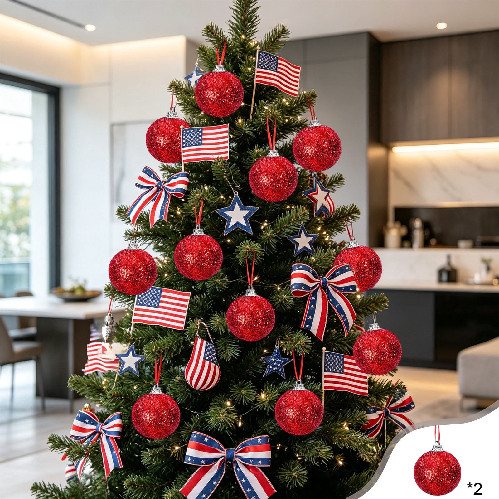 Nkmbld 4th of July Hanging Balls Ornaments, Patriotic Red White Blue ...