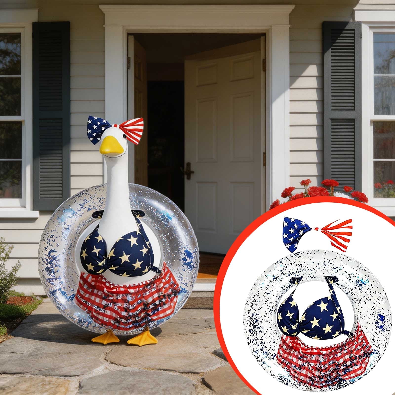 Nkmbld 4th of July Porch Goose Outfit, Lawn Goose Statue Patriotic ...