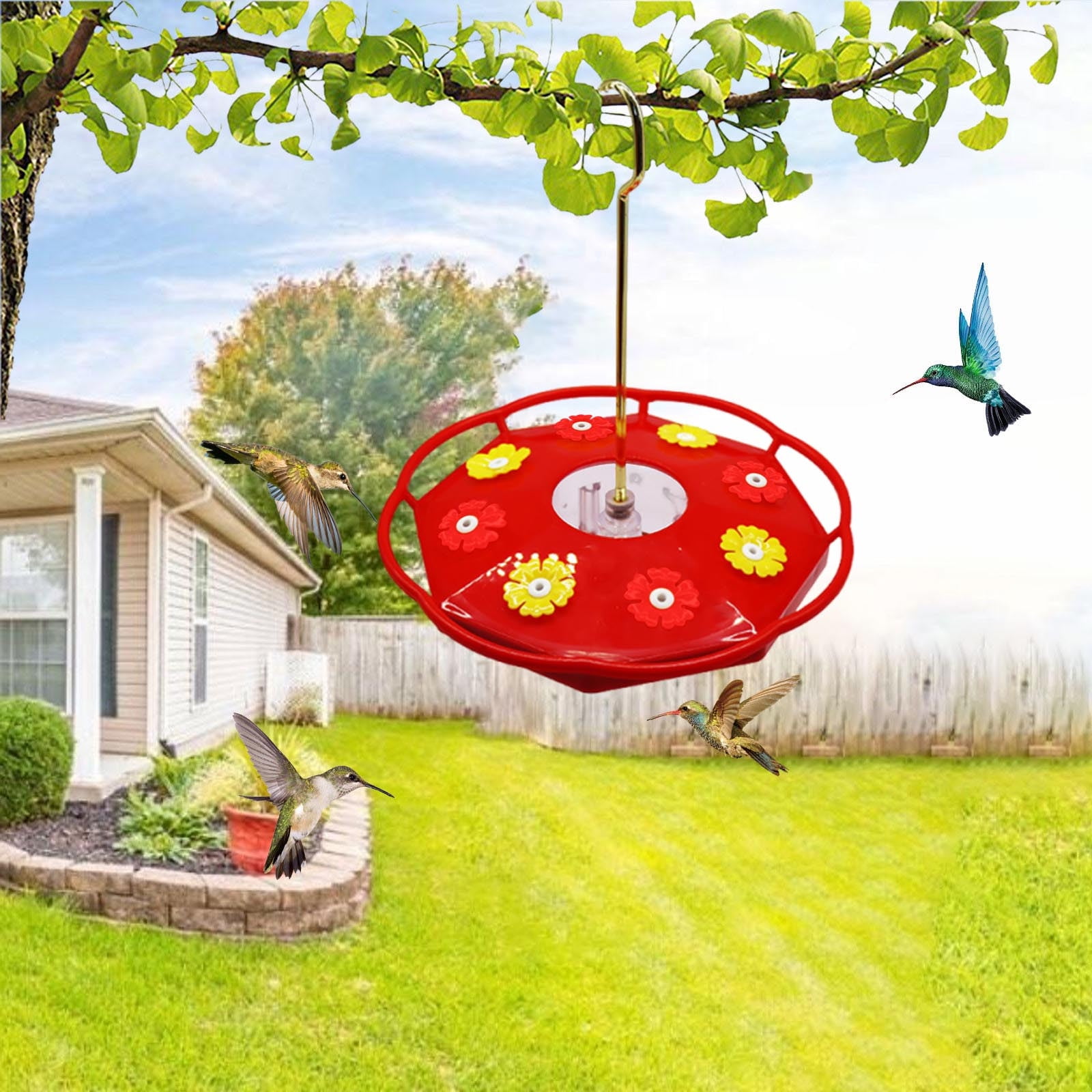 Nkmbld 8 Holes Bird Feeder Water Outdoors Courtyard Bird Water ...