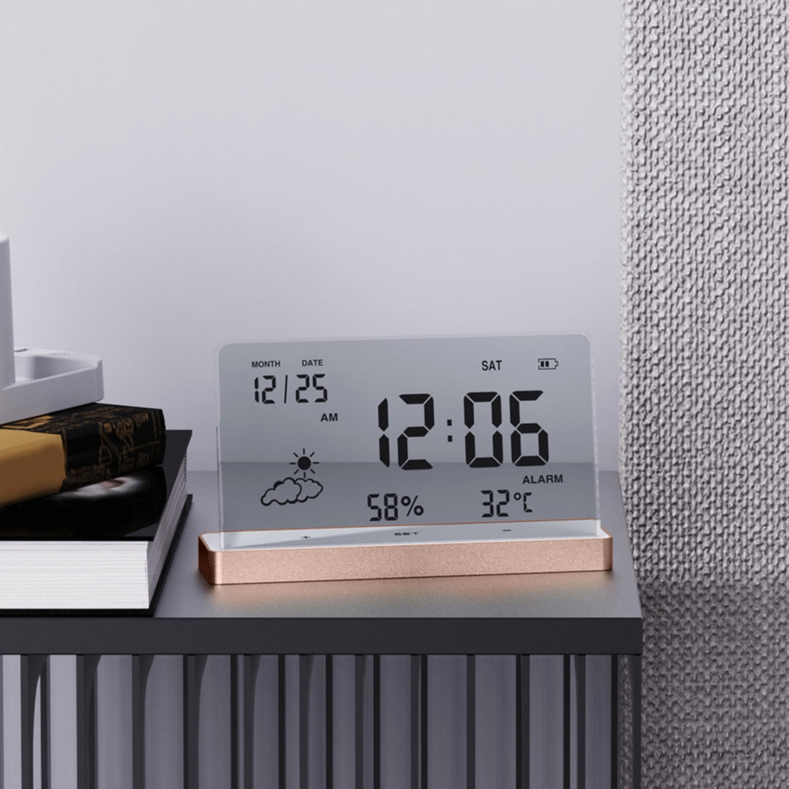 Nkmbld Alarm Clocks for Bedrooms Multi-function Digital LCD Large Screen Weather Clock Indoor ...